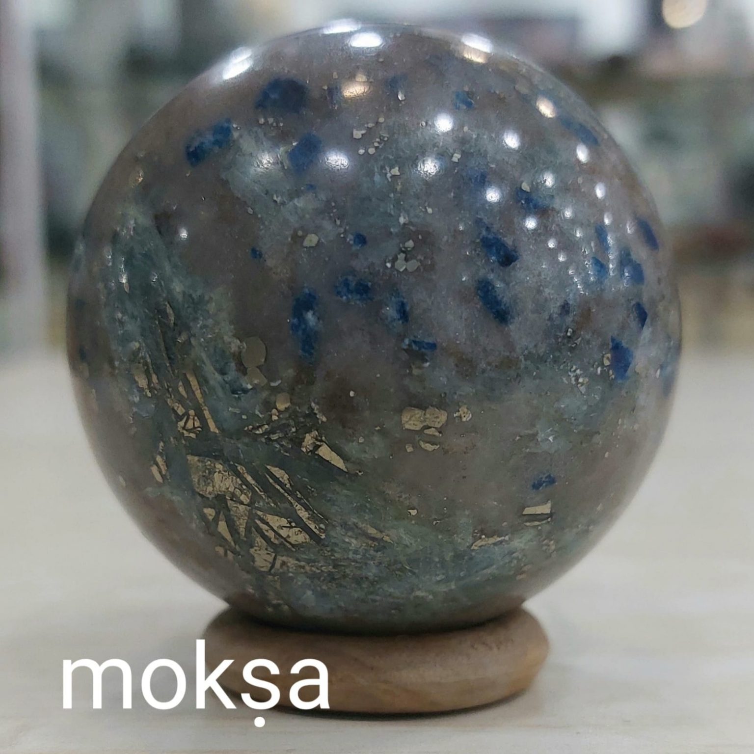 Raindrop Azurite K2 Crystal with Silver - Moksa